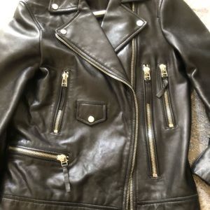 Zara | Jackets & Coats | Zara Leather Motorcycle Jacket Boyfriend Fit ...